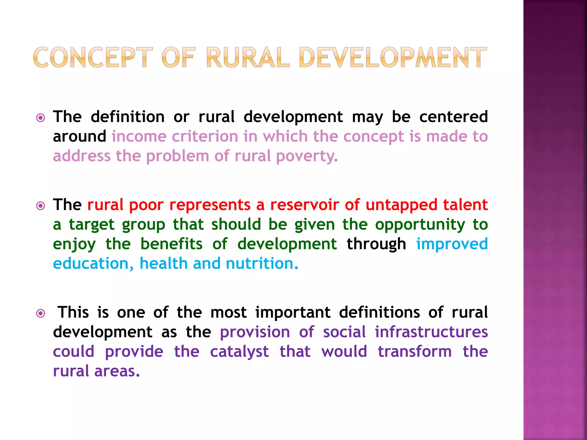 Rural Development Meaning, definition and concepts | PPTX
