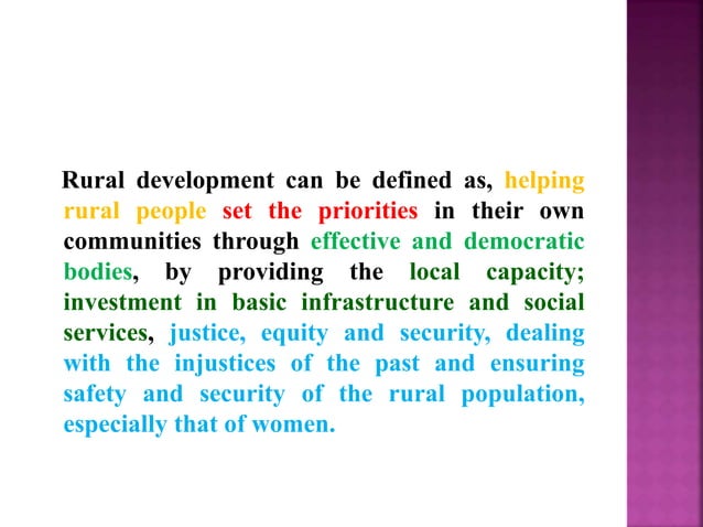 Rural Development Meaning, definition and concepts | PPTX | Debated ...