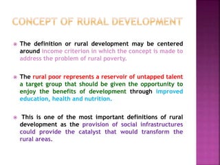 Rural Development Meaning, definition and concepts | PPTX