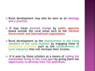 Rural Development Meaning, definition and concepts | PPTX