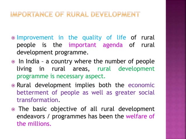 Rural Development Meaning, definition and concepts | PPTX