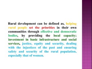 Rural Development Meaning, definition and concepts | PPTX