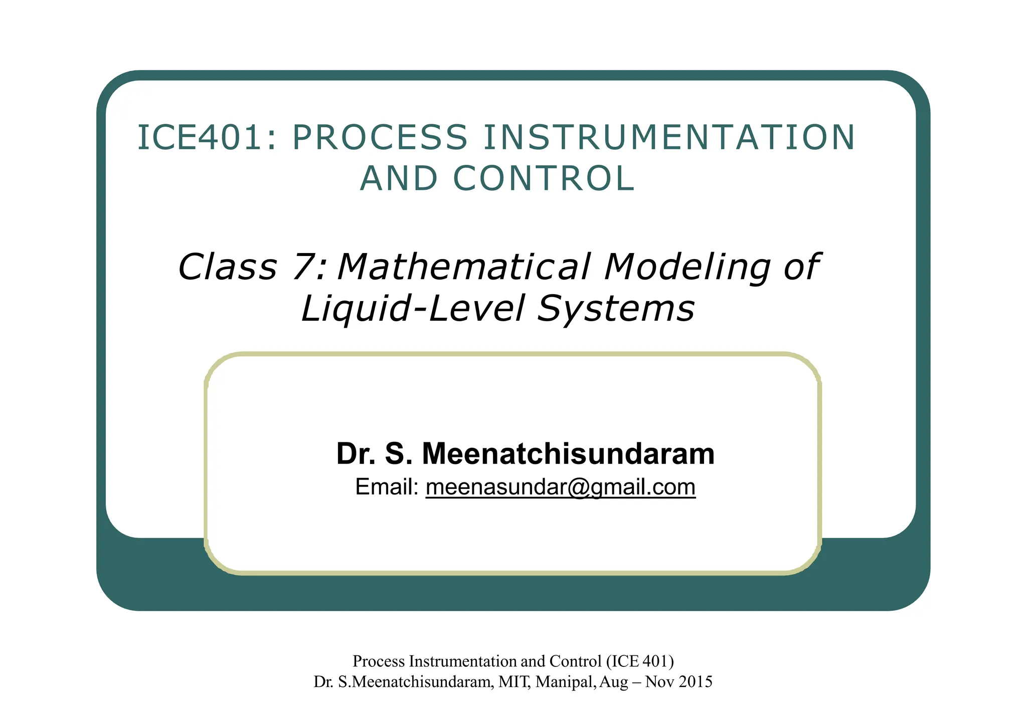 mathematical modeling of liquid-level systems | PPTX