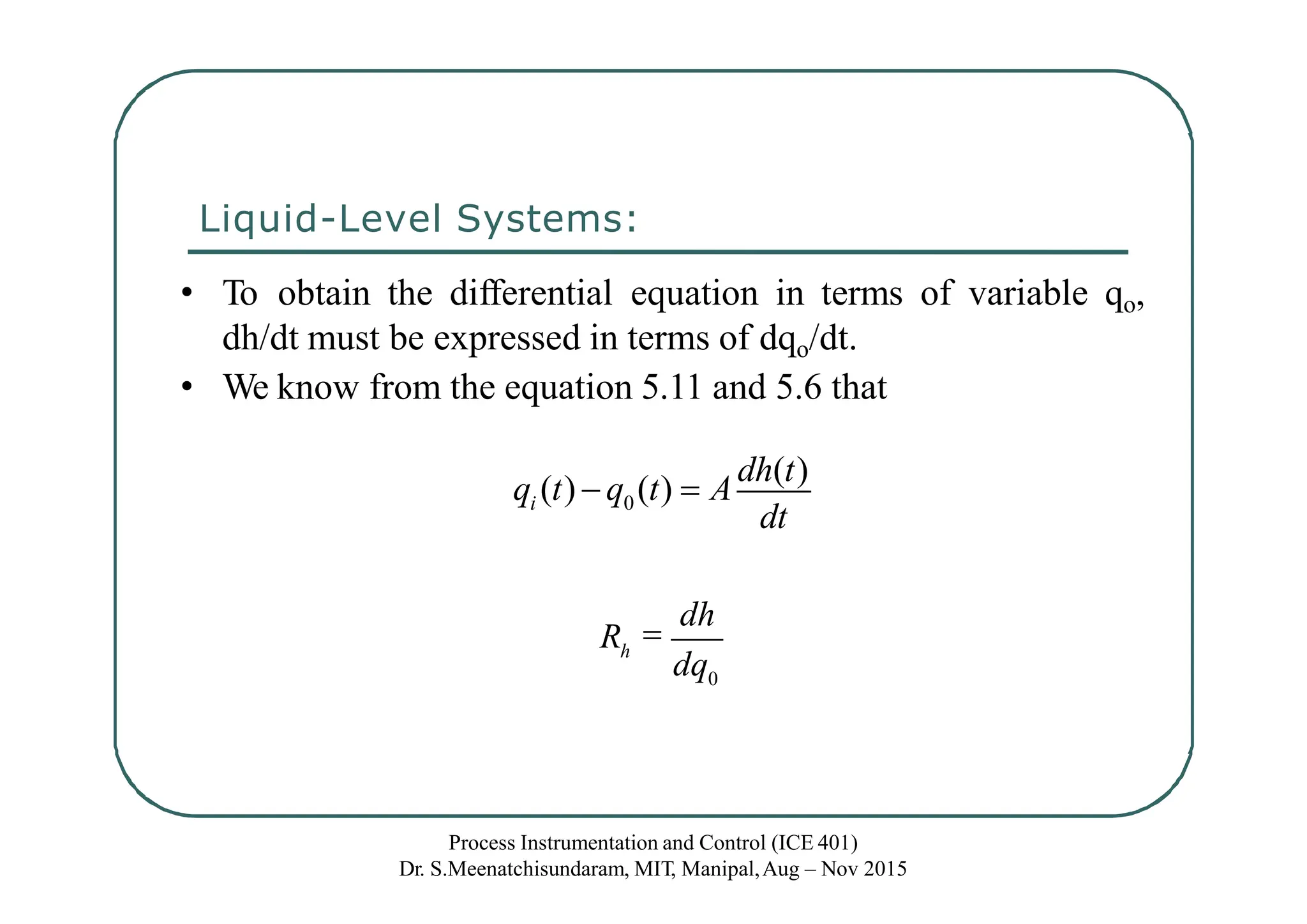 mathematical modeling of liquid-level systems | PPTX