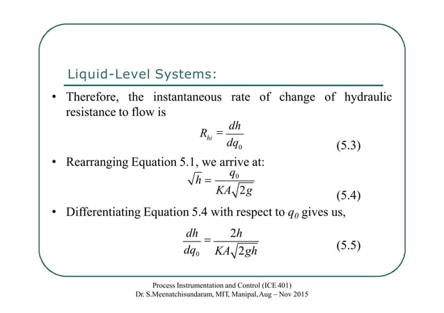 mathematical modeling of liquid-level systems | PPTX