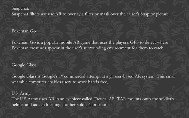Augmented Reality information and uses for grade 7 | PPT