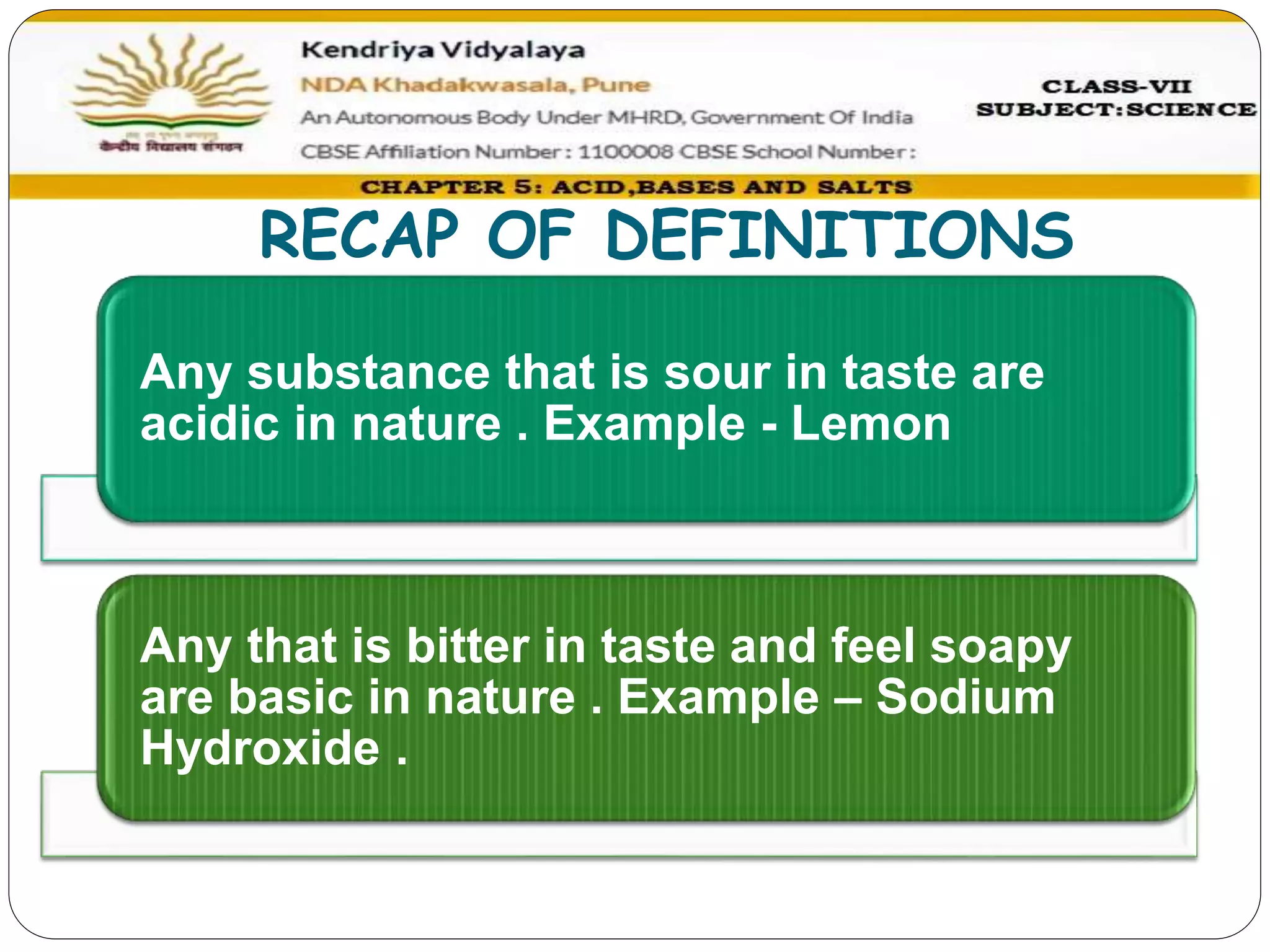 Class 7 chapter 5 Acids ,bases and salts ppt 1 | PPTX