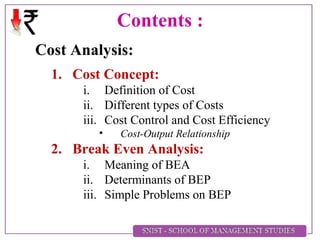Cost Analysis : Definition of Cost, Types of Cost and Cost-output ...