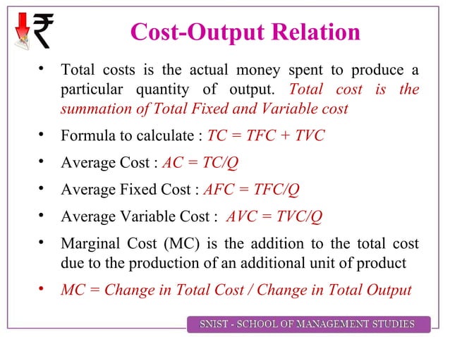 Cost Analysis : Definition of Cost, Types of Cost and Cost-output ...