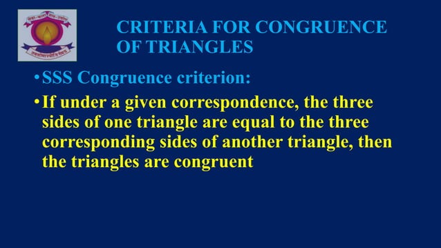 class 7 maths chapter 7 congruence of triangle.pptx | Physics | Science