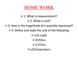 Class 7 PHYSICAL QUANTITY & MEASUREMENT | PPTX