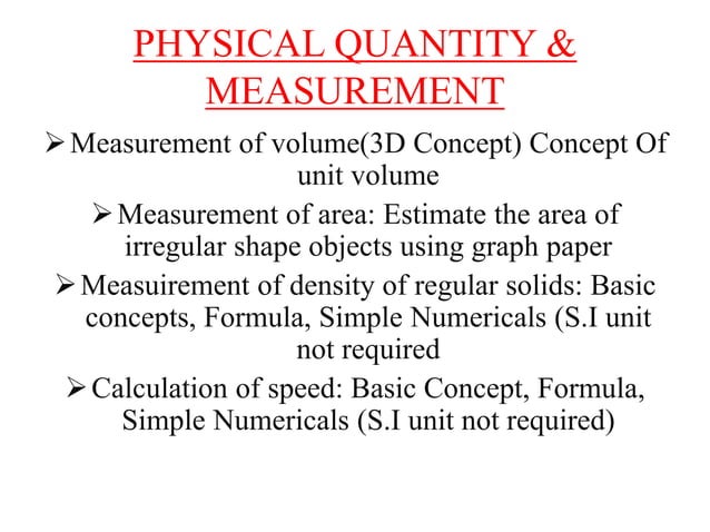 Class 7 PHYSICAL QUANTITY & MEASUREMENT | PPTX | Physics | Science