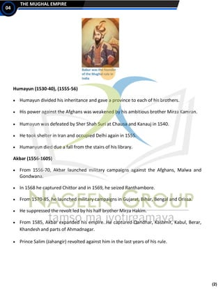 Class VII Social Science (History) Notes Chapter 4 The Mughals (16th To ...