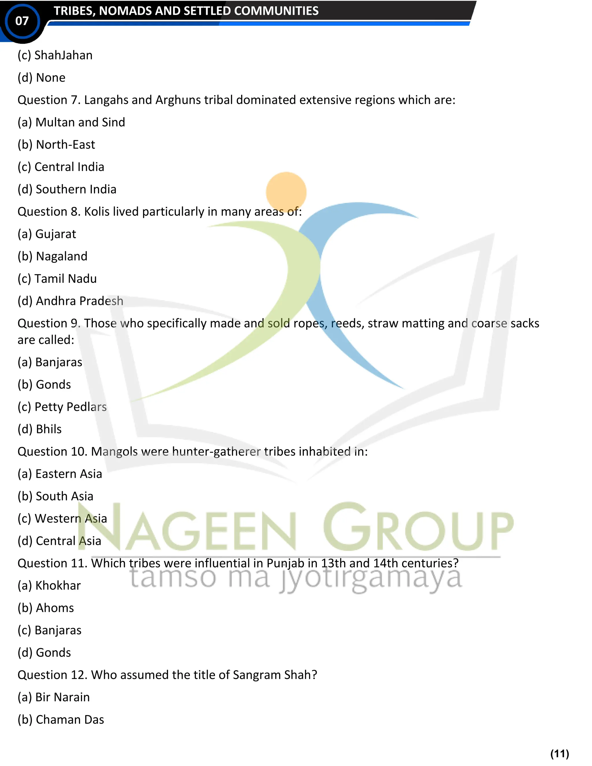 Class VII Social Science (History) Notes Chapter 5 Tribes Nomads and ...