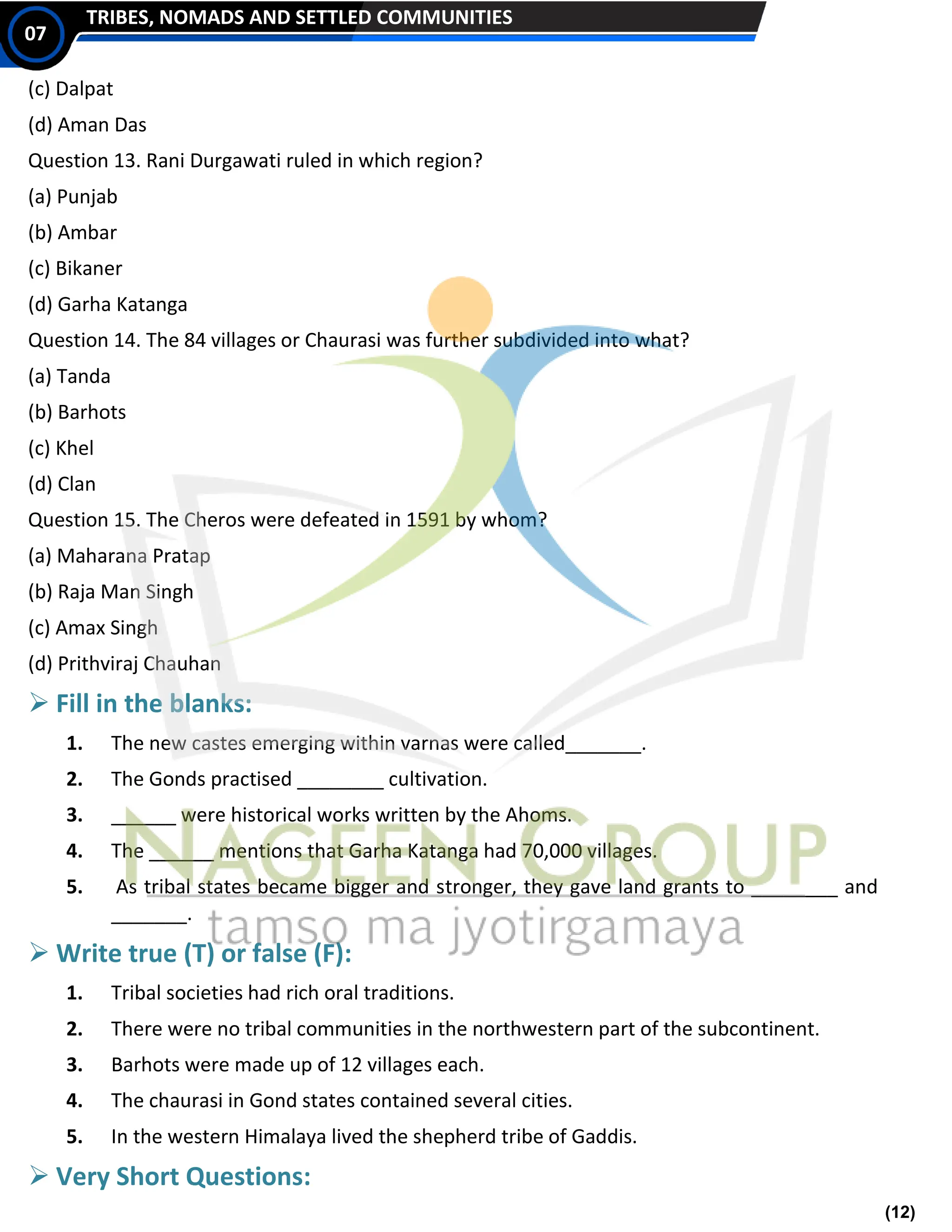 Class VII Social Science (History) Notes Chapter 5 Tribes Nomads and ...