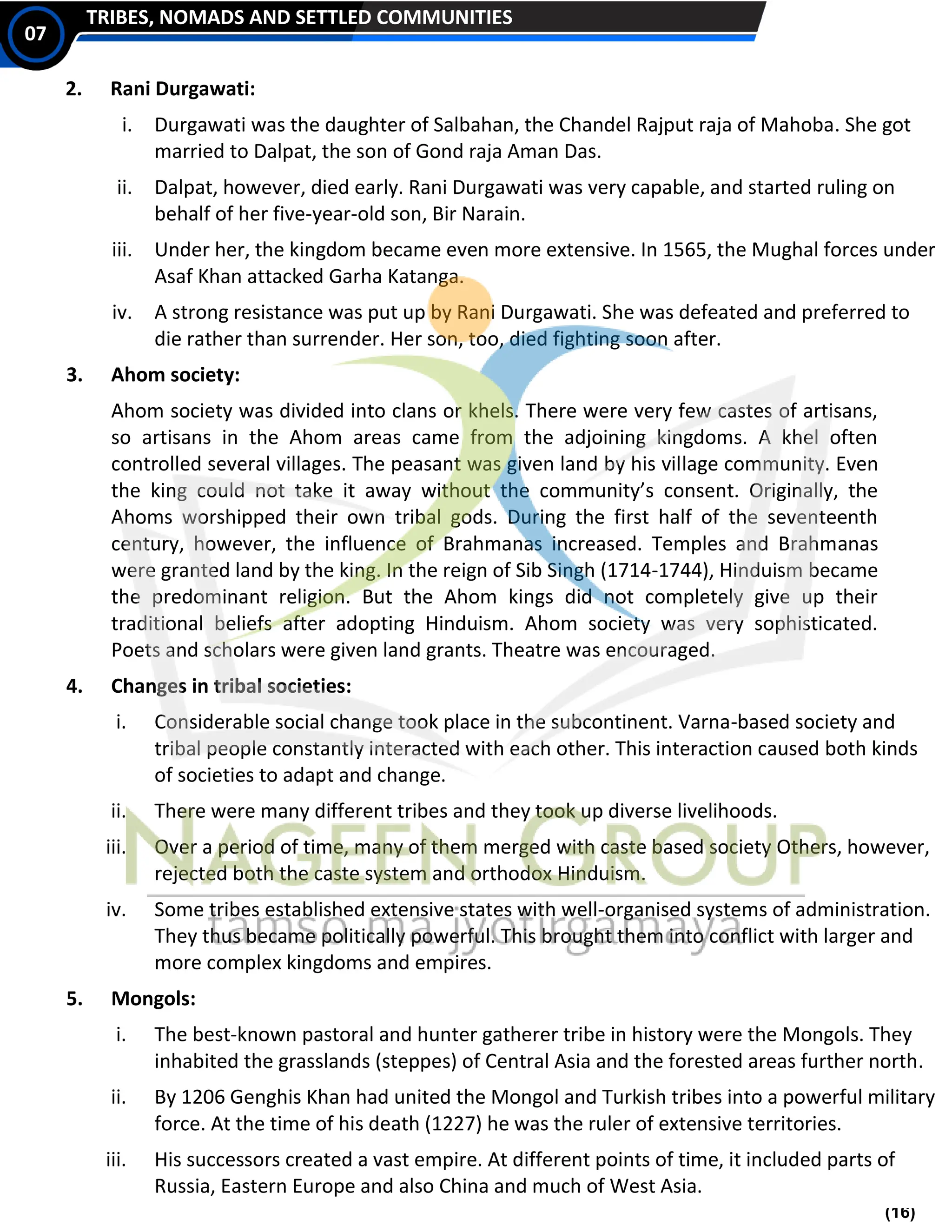Class VII Social Science (History) Notes Chapter 5 Tribes Nomads and ...