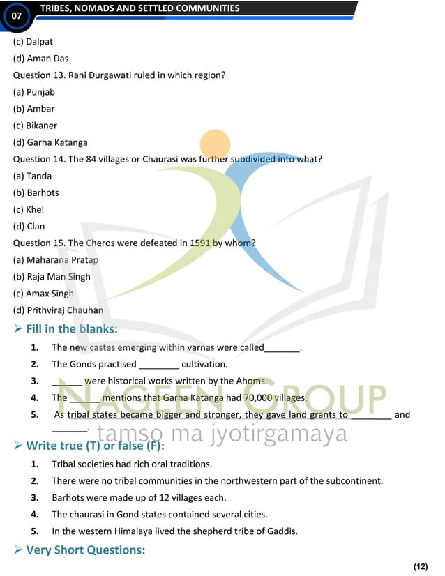 Class VII Social Science (History) Notes Chapter 5 Tribes Nomads and ...