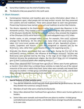 Class VII Social Science (History) Notes Chapter 5 Tribes Nomads and ...