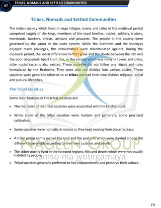 Class VII Social Science (History) Notes Chapter 5 Tribes Nomads and ...