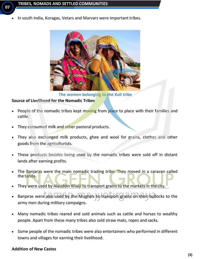 Class VII Social Science (History) Notes Chapter 5 Tribes Nomads and ...