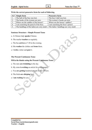 Iqbal Series English for Class 7th (solved) | PDF