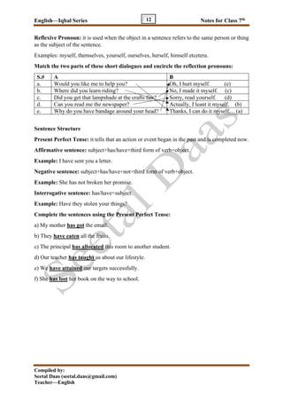 Iqbal Series English for Class 7th (solved) | PDF