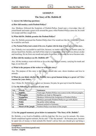 Iqbal Series English for Class 7th (solved) | PDF