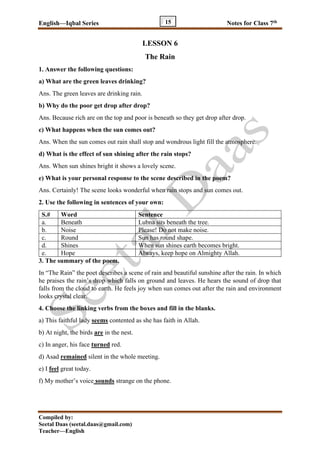 Iqbal Series English for Class 7th (solved) | PDF