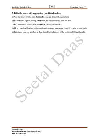 Iqbal Series English for Class 7th (solved) | PDF