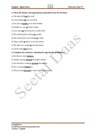 Iqbal Series English for Class 7th (solved) | PDF