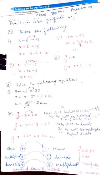 Class 7th practice EX 4.1 solution | PDF