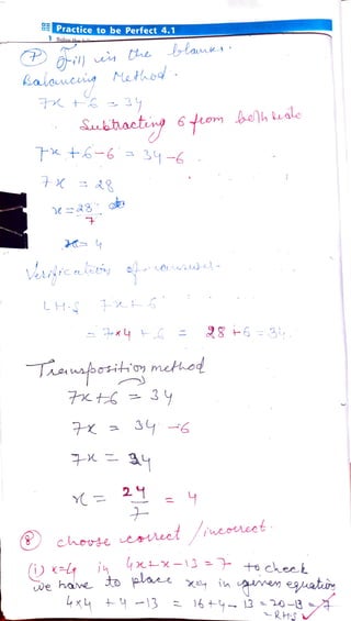 Class 7th practice EX 4.1 solution | PDF