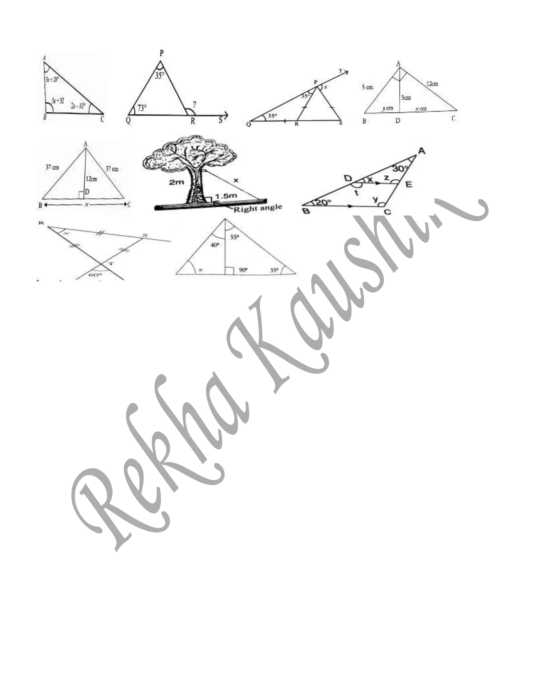 Class 7 triangles worksheet | DOCX