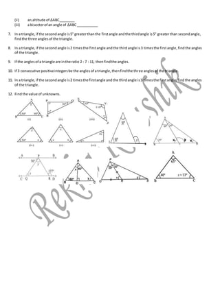 Triangles Worksheet