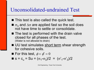 Class 8 Triaxial Test ( Geotechnical Engineering ) | PDF