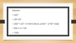 SQUARES AND SQUARE ROOT Class 8 chapter 6 exercise 6.2 | PPT