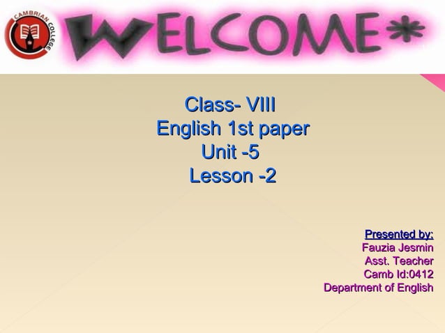 Class 8 english lesson 2 flash back | PPT