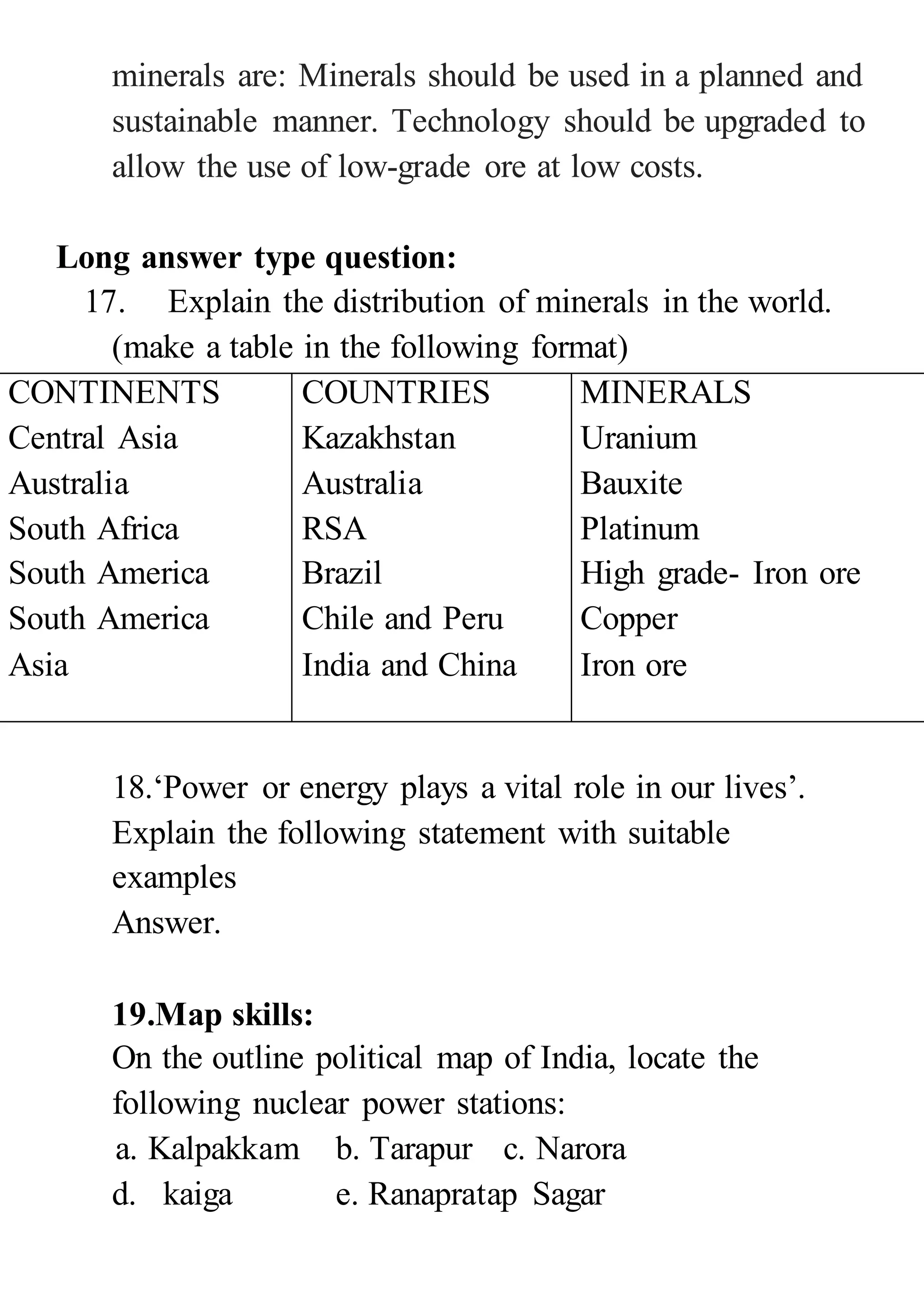 Class 8 geography chapter 3 extra question and answer | DOCX | Geology ...