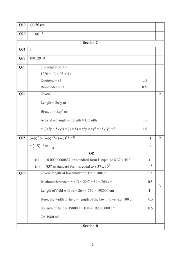 Class 8 Sample Paper SA 2 Maths database | PDF