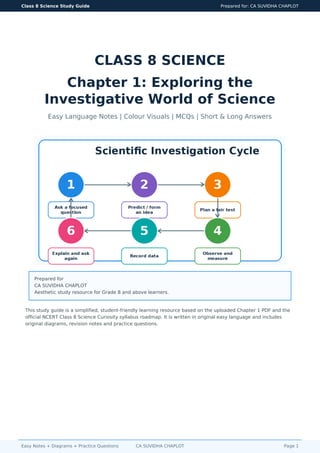 Class 8 Science Chapter 1 PDF Notes, MCQs & Answers | CA Suvidha ...