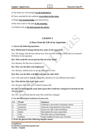 Iqbal Series English for Class 8th (solved) | PDF