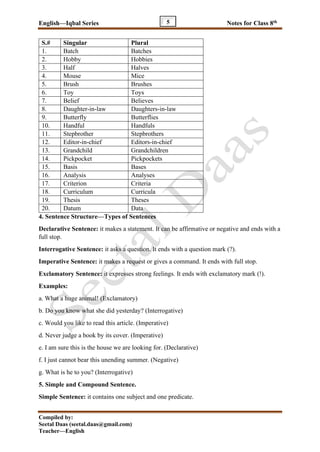 Iqbal Series English for Class 8th (solved) | PDF