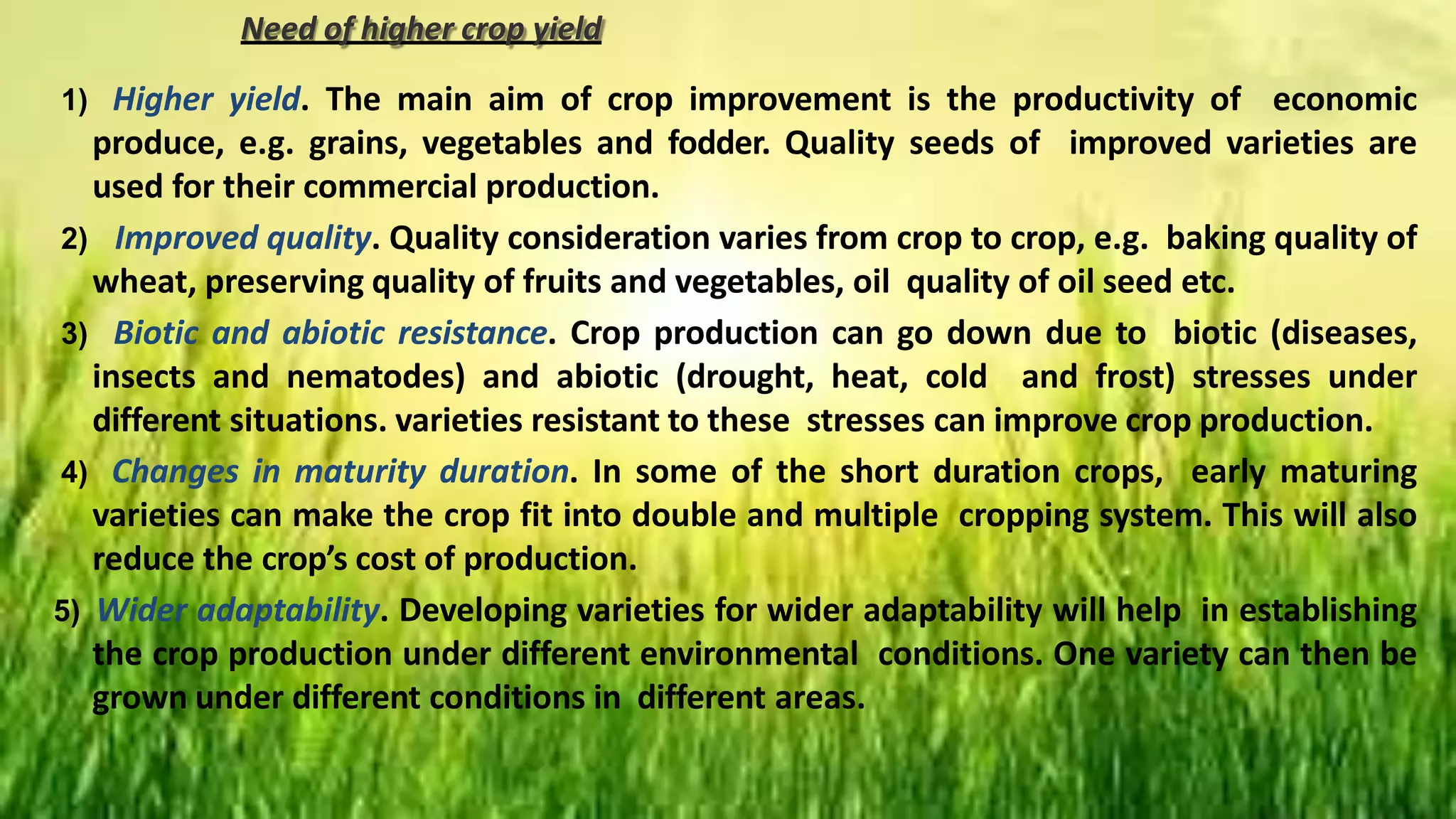 Improvement in food resources | PPTX