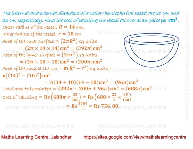Class 9 Chapter 13 Surface Areas And Volumes Sphere Lecture 4 Pdf