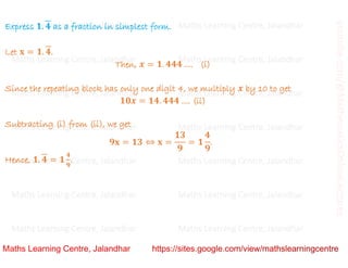 Class 9 Chapter 1 Number Systems Lecture 3 (Decimal Representation of ...