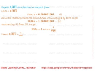 Class 9 Chapter 1 Number Systems Lecture 3 (Decimal Representation of rational numbers) | PDF