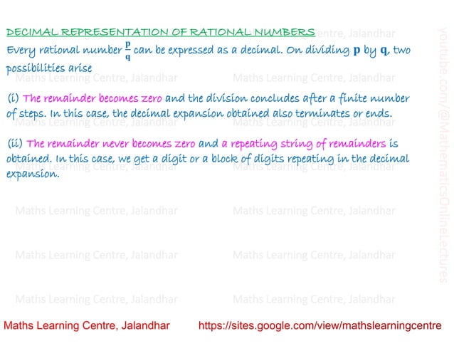 Class 9 Chapter 1 Number Systems Lecture 3 Decimal Representation Of