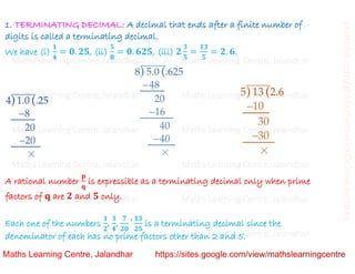 Class 9 Chapter 1 Number Systems Lecture 3 (Decimal Representation of rational numbers) | PDF