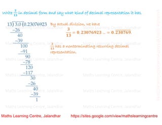 Class 9 Chapter 1 Number Systems Lecture 3 (Decimal Representation of rational numbers) | PDF
