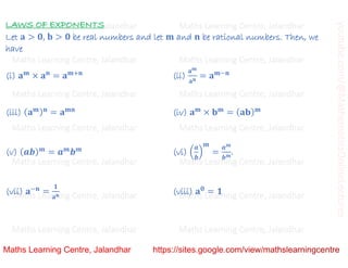 Class 9 Chapter 1 Number Systems Lecture 8 (Laws of exponents) | PDF